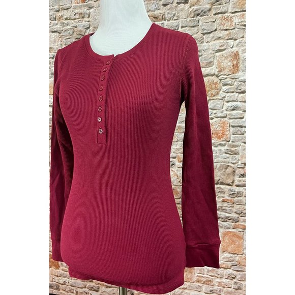 Active Basic | Tops | Nwt Active Basic Red Henley Thermal Long Sleeve Top | Poshmark